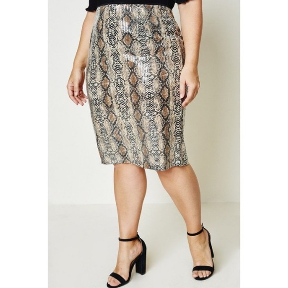 Hayden | Skirts | Nwt Hayden Sequined Python Snakeskin Plus Size Skirt ...
